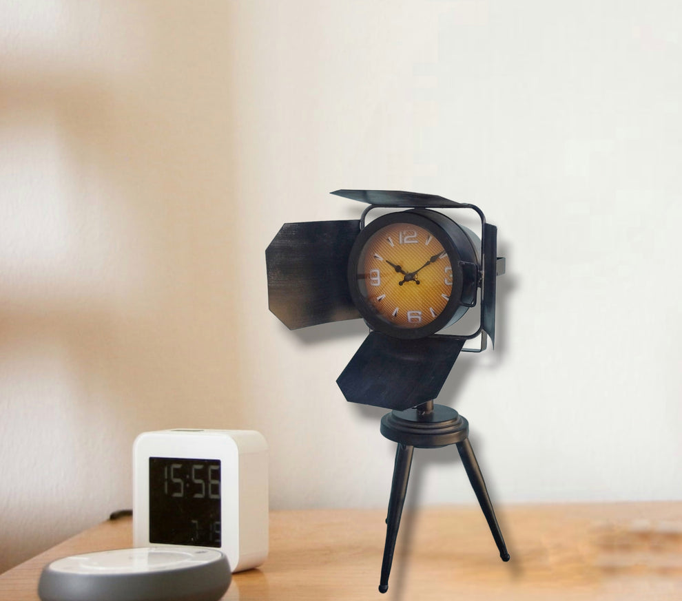 Theater Spot Light Table Clock, Industrial Analog Clock ...